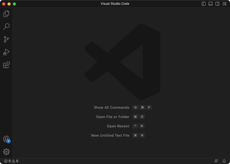 これでVSCodeのインストールは完了です！※初回起動時の画面は下とは違うかもしれません